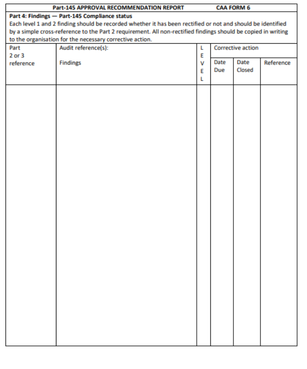 Appendix II to AMC 145.B.20(5) — CAA Form 6
